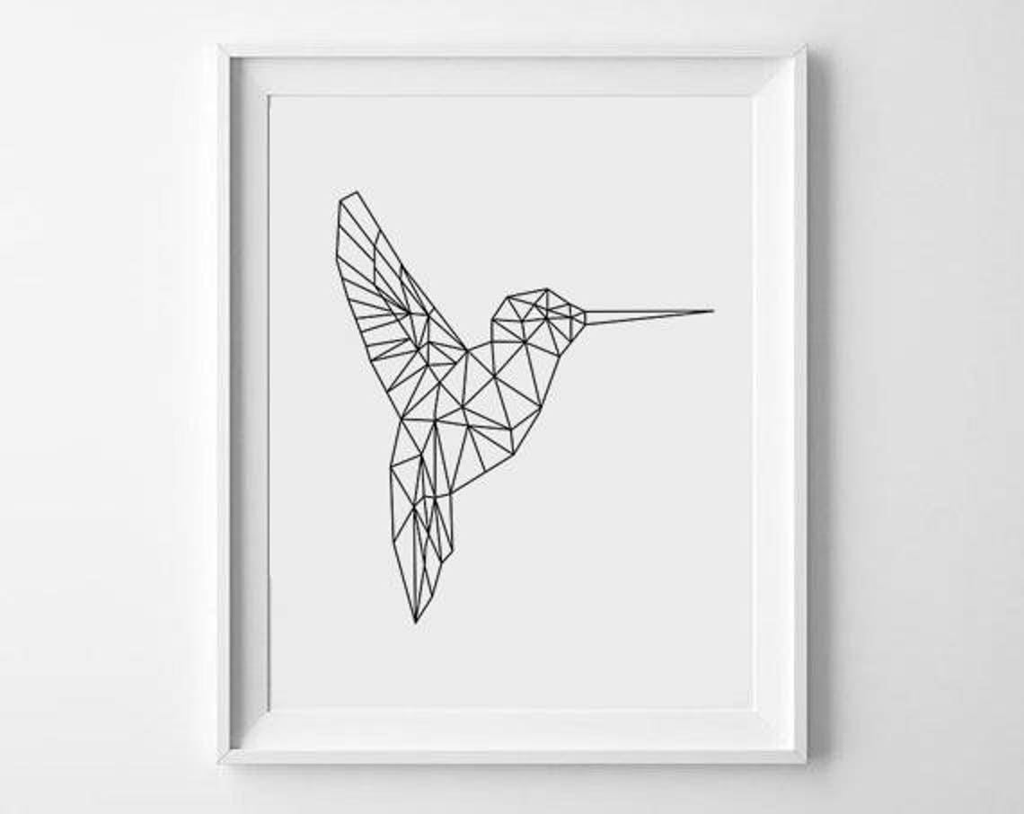 Hummingbird Print Nursery Wall Art Prints Geometric Wall | Etsy