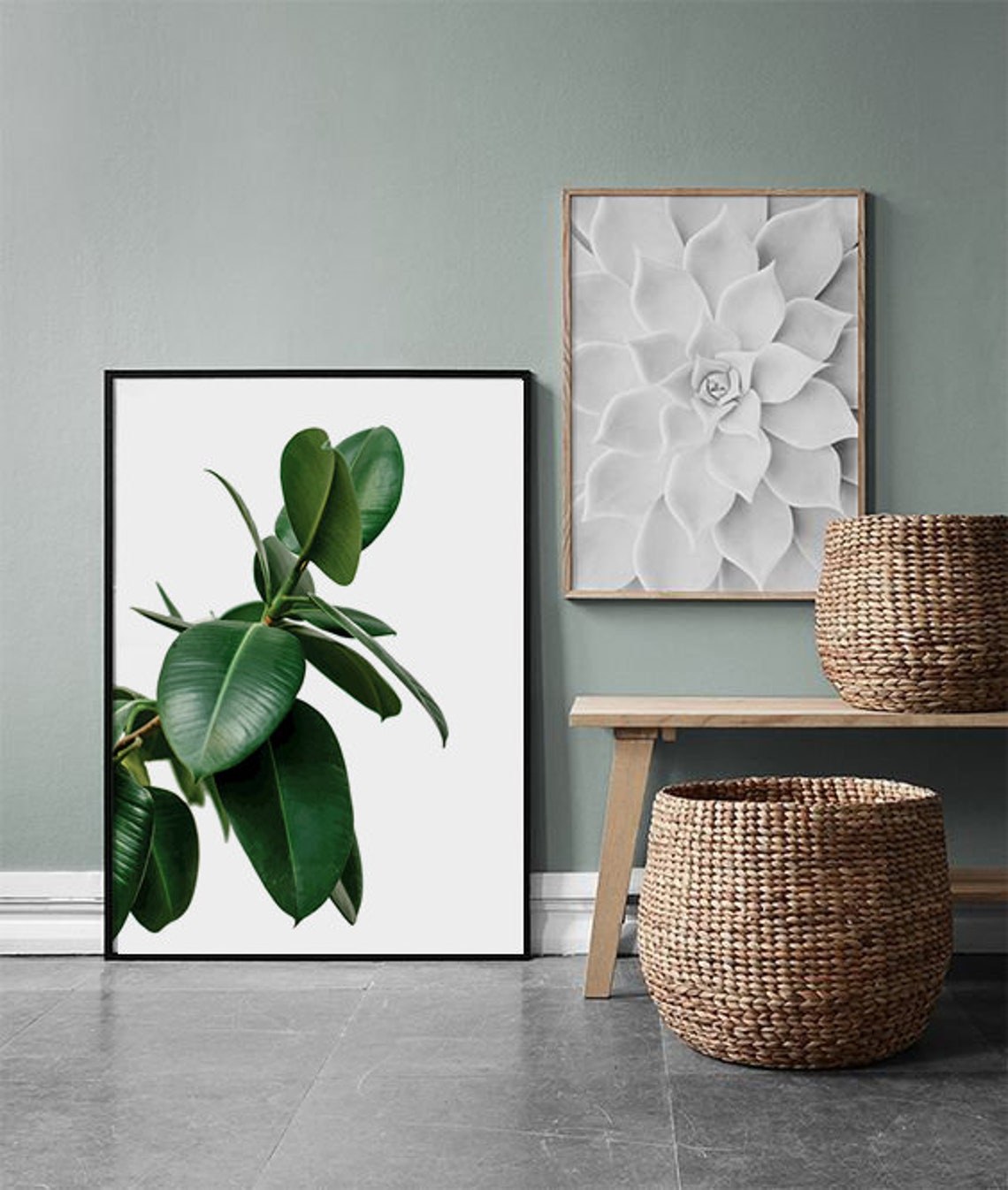 Greenery Print Mint Green Leaf Print Botanical Wall Art | Etsy