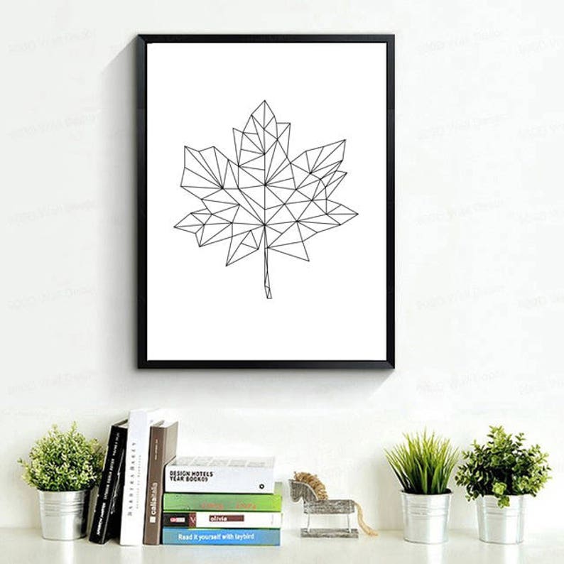 Maple Leaf Art Maple Leaf Wall Art Prints Geometric Nursery - Etsy