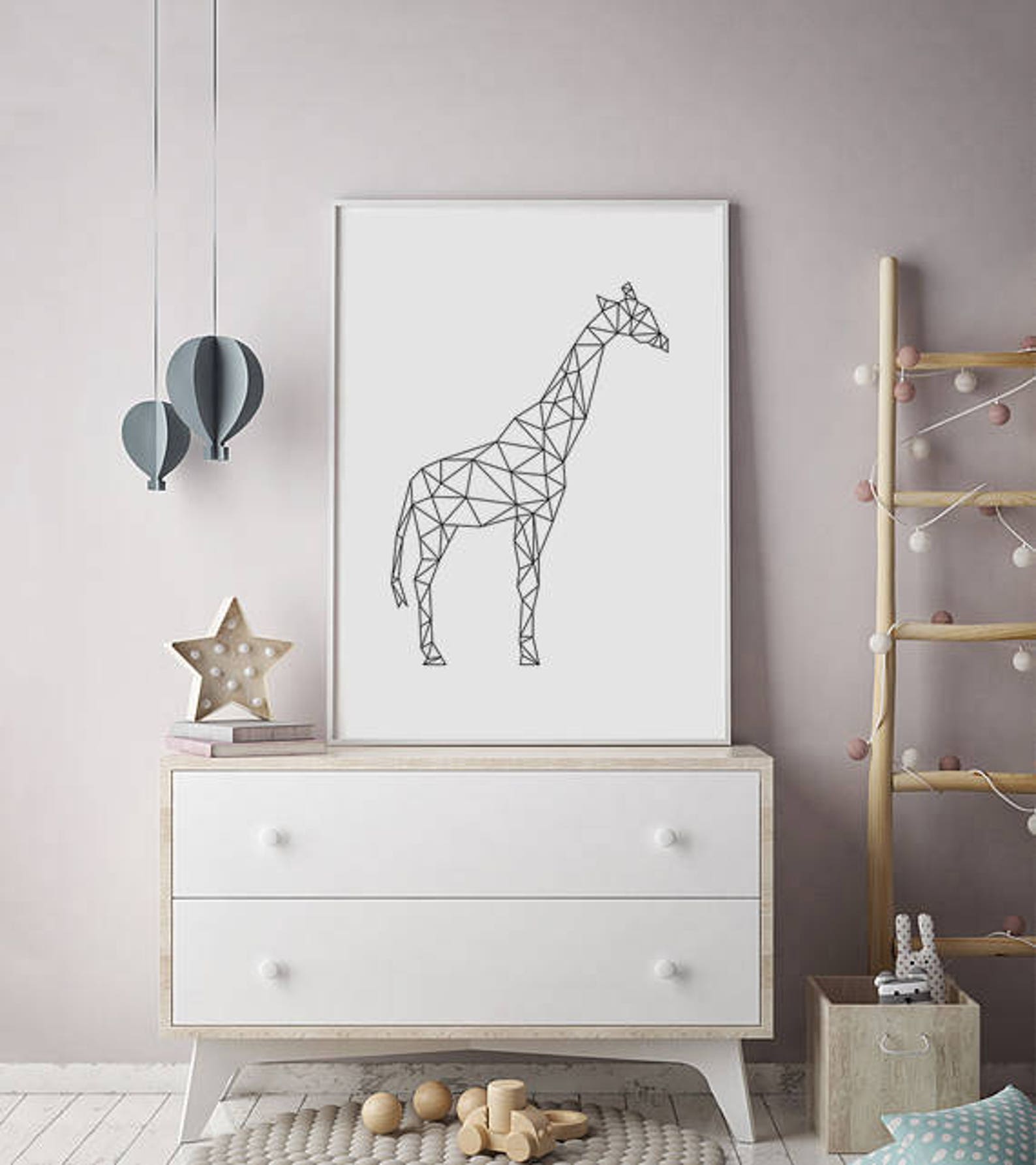 Giraffe Print Animal Art Print Geometric Giraffe Wall Art | Etsy