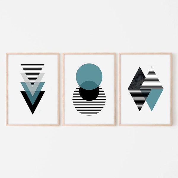 Teal Gray Wall Art - Etsy