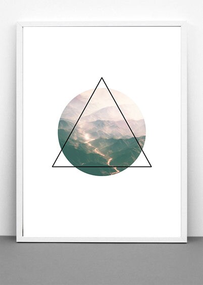 Modern Nature Prints Geometric Wall Art Prints Large | Etsy