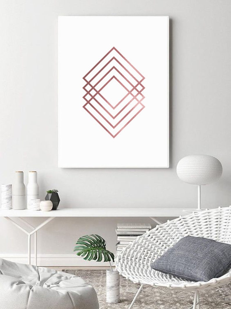 Geometric Rose Gold Printable Wall Art Prints Abstract | Etsy