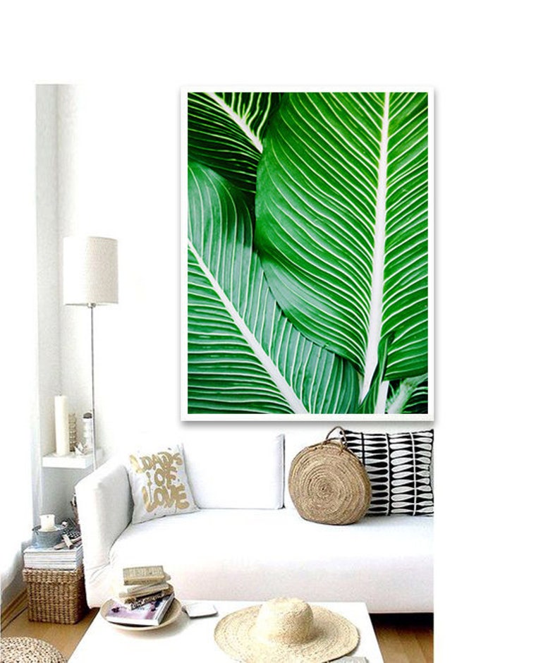 Botanical Leaves Wall Art Downloadable Modern Farmhouse | Etsy