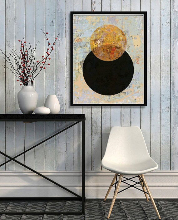 Abstract art print Modern wall art print Yellow wall art | Etsy