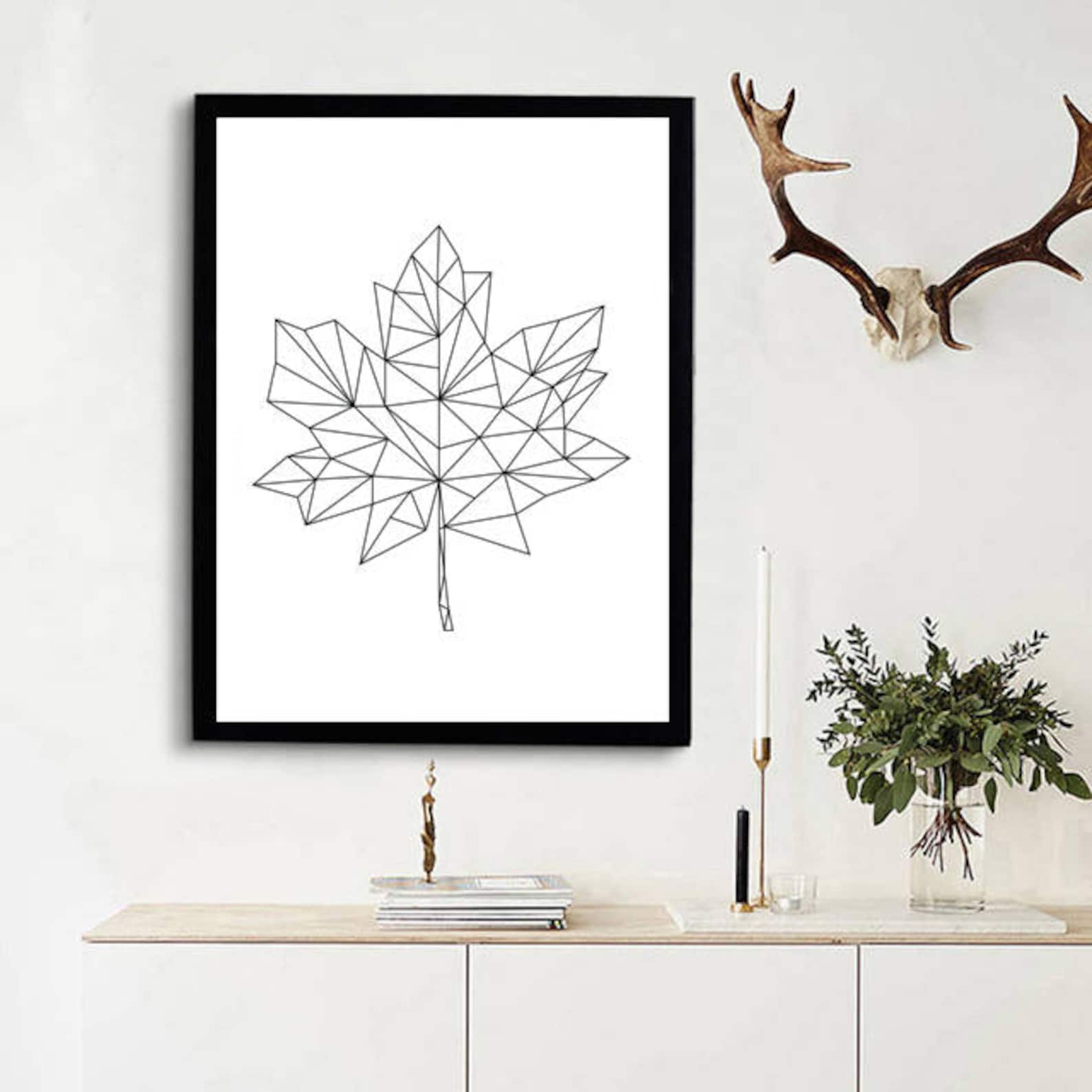 Maple Leaf Art Maple Leaf Wall Art Prints Geometric Nursery - Etsy