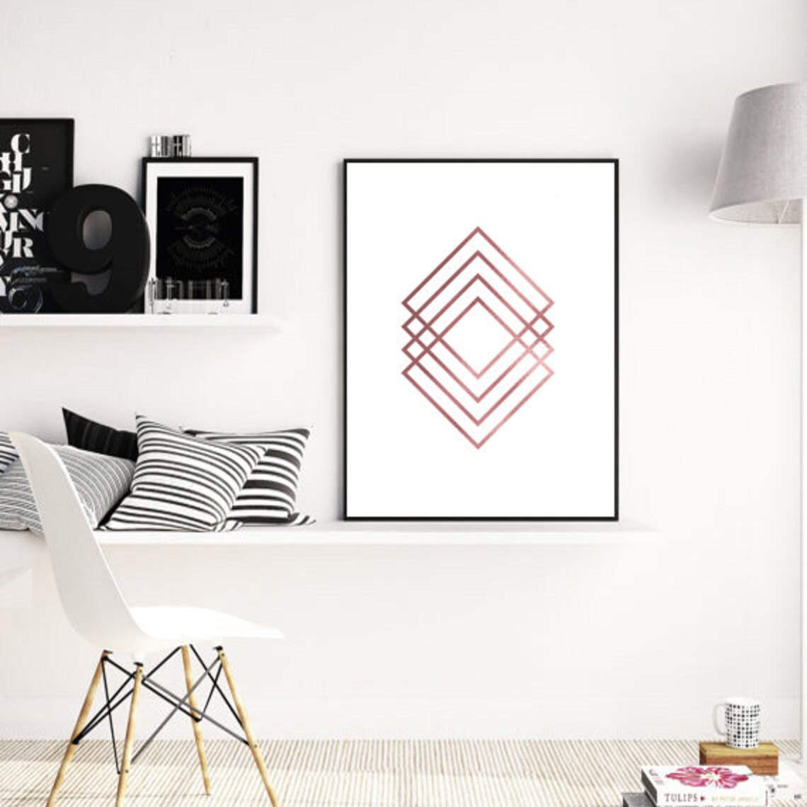 Geometric Rose Gold Printable Wall Art Prints Abstract - Etsy