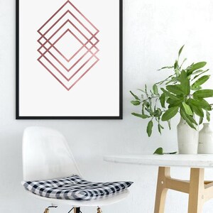 Geometric Rose Gold Printable Wall Art Prints, Abstract Digital ...