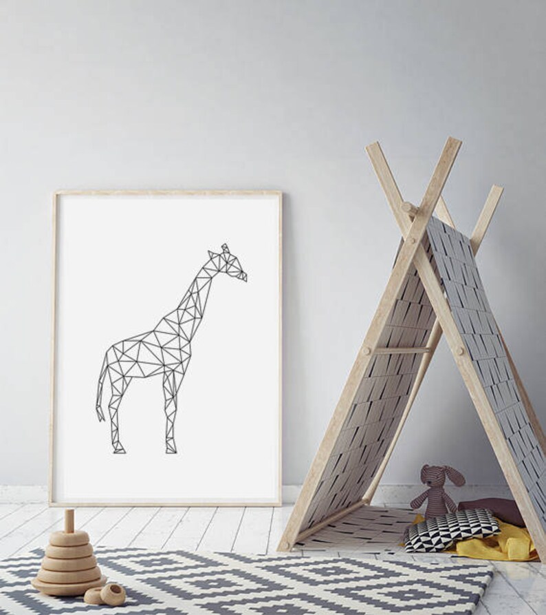 Giraffe Print Animal Art Print Geometric Giraffe Wall Art - Etsy