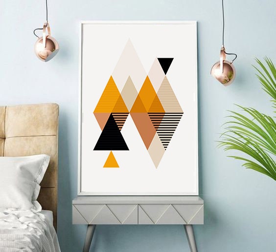 Scandinavian print Geometric print Geometric wall art print | Etsy