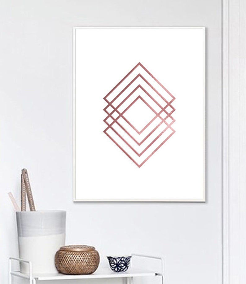 Geometric Rose Gold Printable Wall Art Prints Abstract | Etsy