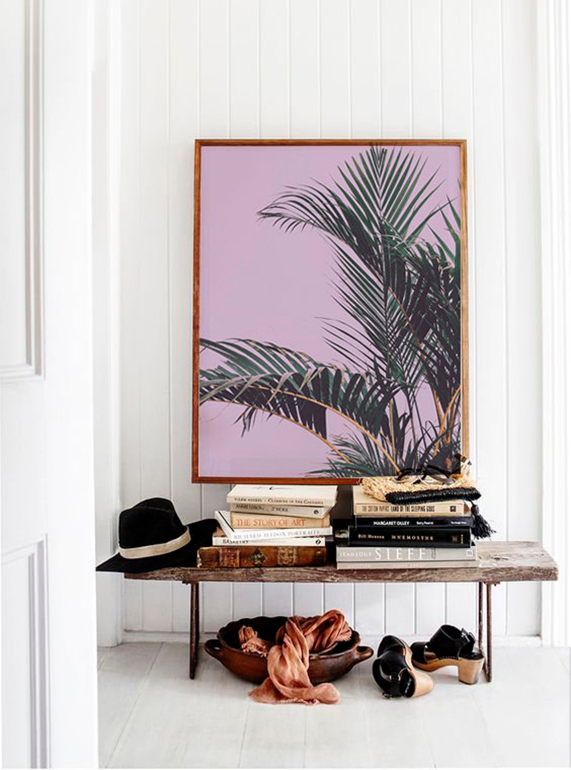 Green And Pink Leaf Print Palm Leaves Print Palm Tree Print | Etsy