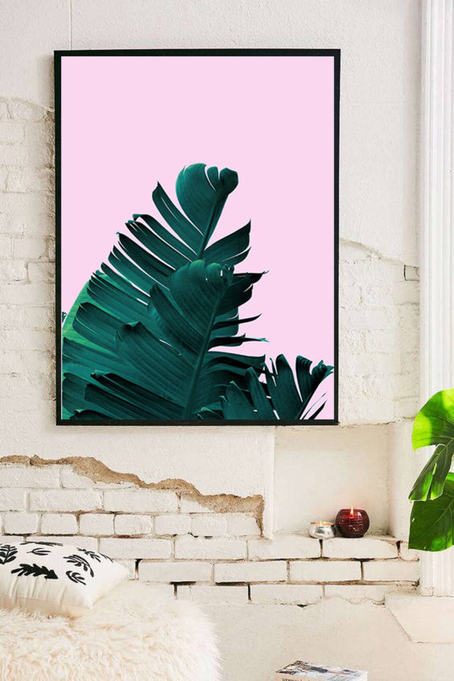 Banana leaf print Wall art prints Scandinavian print Palm | Etsy