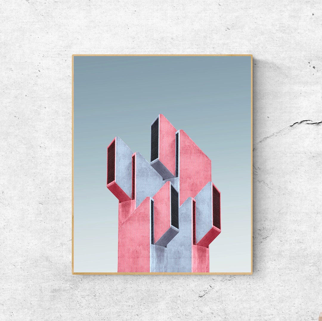 Pink Building Art Print: Modern Architecture Photography (digital ...