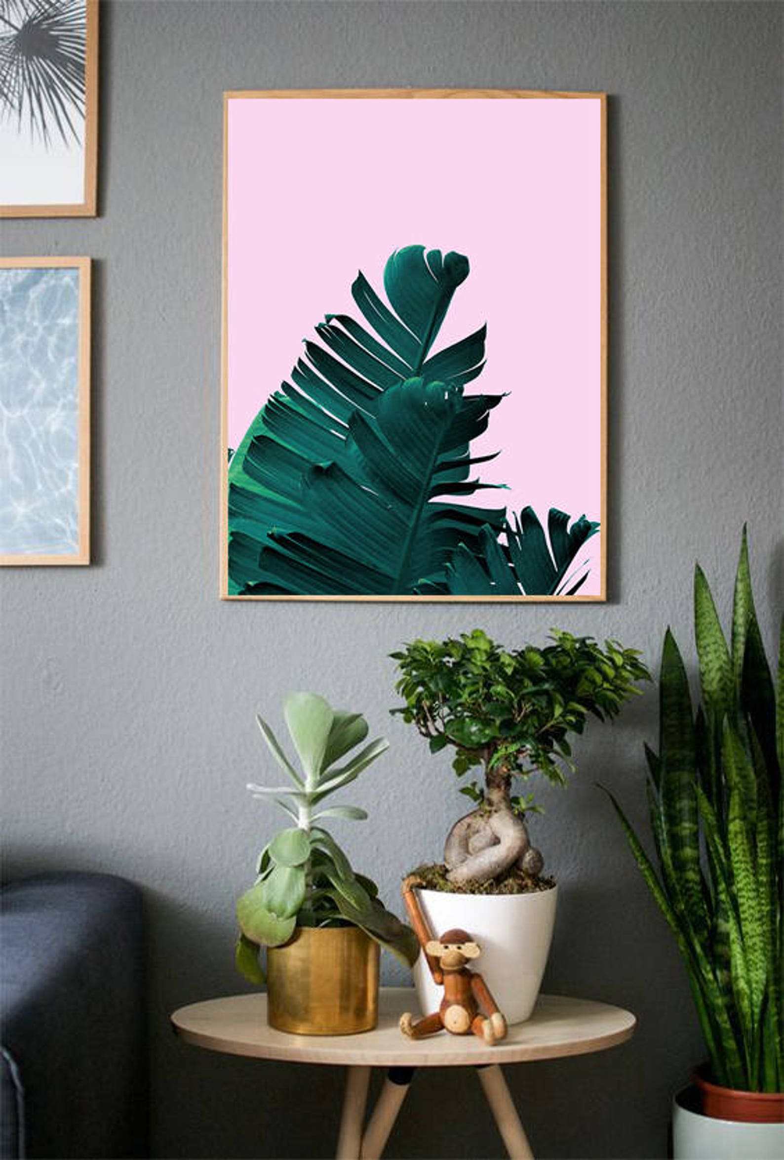 Banana leaf print Wall art prints Scandinavian print Palm | Etsy