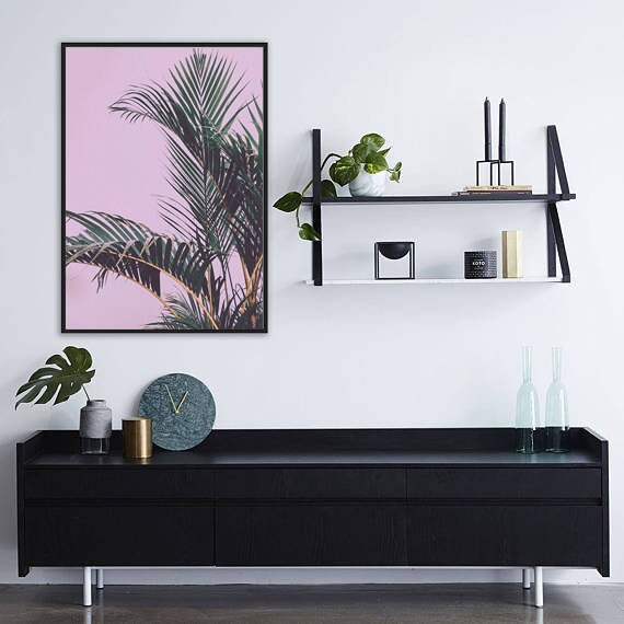 Green And Pink Leaf Print Palm Leaves Print Palm Tree Print | Etsy