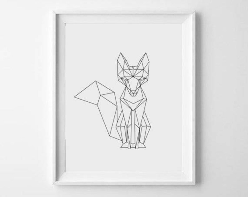 Fox Print Black and White Fox Gift Nursery Animal Print | Etsy