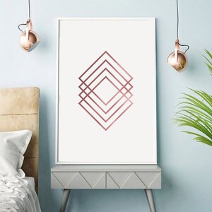 Geometric Rose Gold Printable Wall Art Prints, Abstract Digital ...