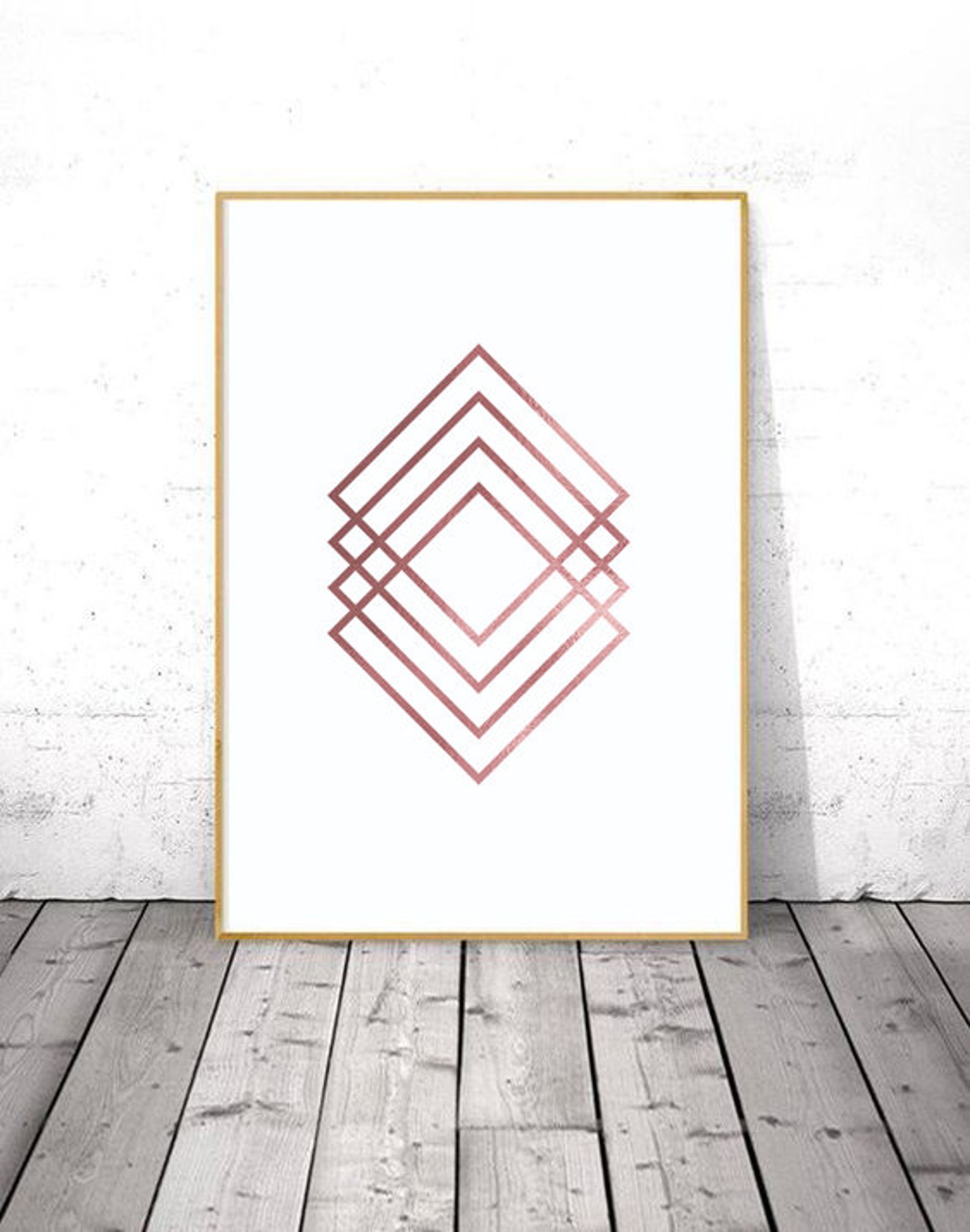 Geometric Rose Gold Printable Wall Art Prints Abstract - Etsy