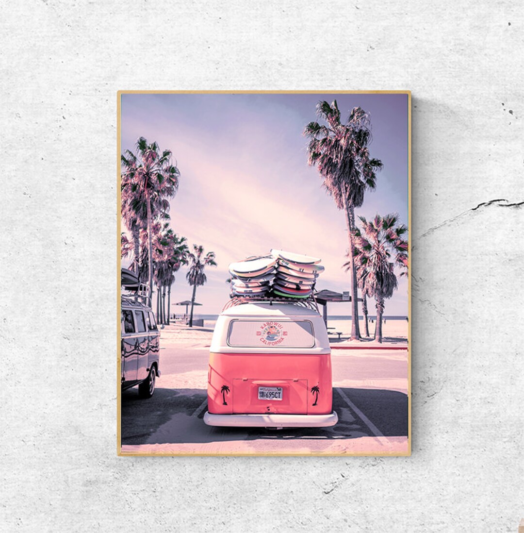 Combi Van Beach Print: Tropical Palm Tree Wall Art (digital Download ...