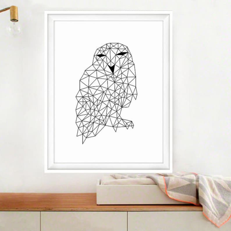 Owl Print Geometric Owl Print Geometric Nursery Art Owl - Etsy