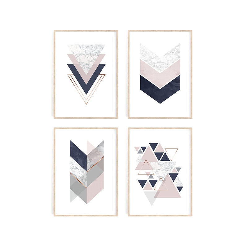 Navy and Blush Wall Art Navy Blue Décor Printable Wall Art | Etsy