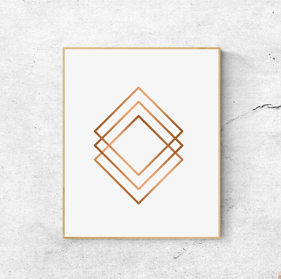 Copper Print, Geometric Wall Art Print, Abstract Art Print, Large Wall ...