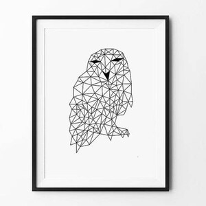 Owl Print, Geometric Owl Print, Geometric Nursery Art, Owl Printable ...