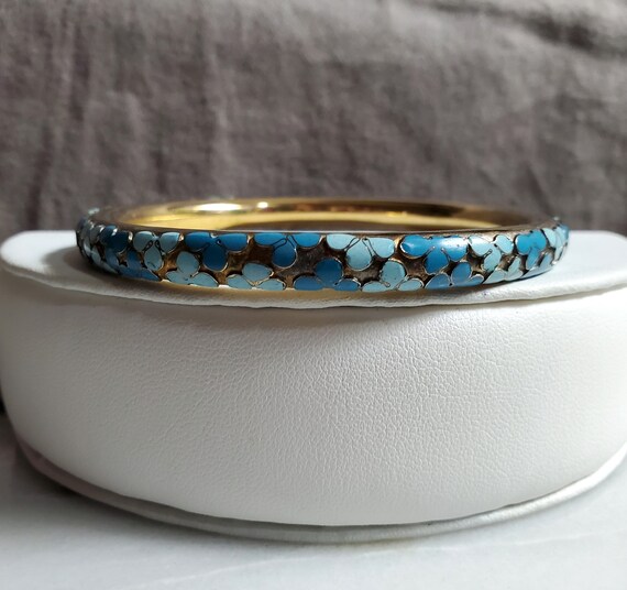 Bangle Bracelet Three Leaf Clover Enamel Vintage Bang… - Gem