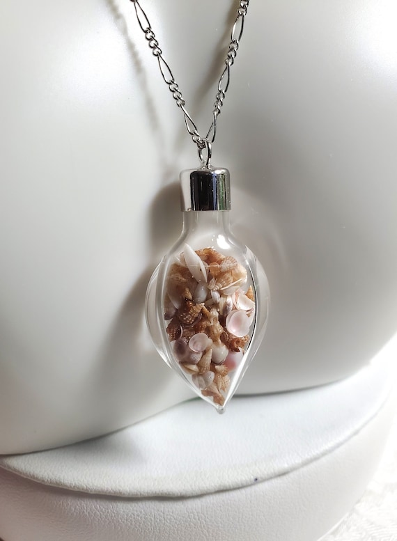 Sea Shells Sterling Silver Jewelry Glass Bottle Shell Pendant - Etsy