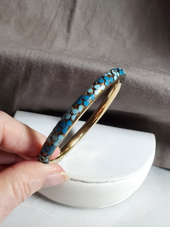 Bangle Bracelet Three Leaf Clover Enamel Vintage Bang… - Gem