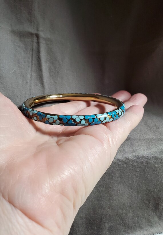Bangle Bracelet Three Leaf Clover Enamel Vintage Bang… - Gem