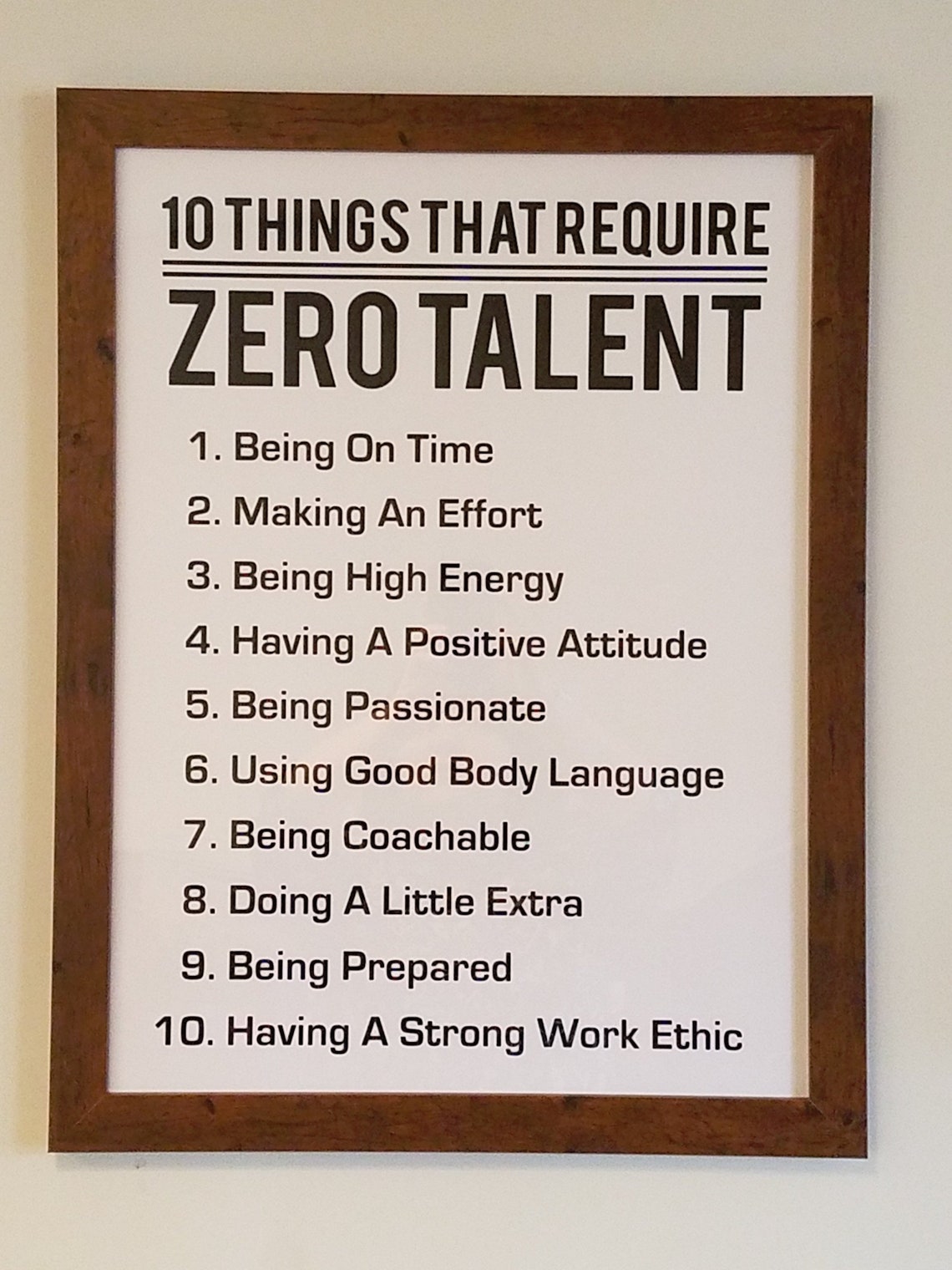 10 Things That Require Zero Talent, Black on White, Inspirational Print ...