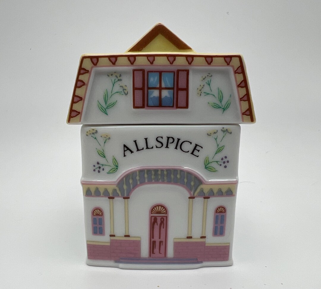 LENNOX SPICE VILLAGE Allspice House With Yellow Roof Rare White Porcelain 1989 Spice Village ...