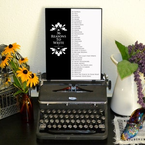 36 Reasons to Write, Inspirational Print, Motivational Poster, Black ...