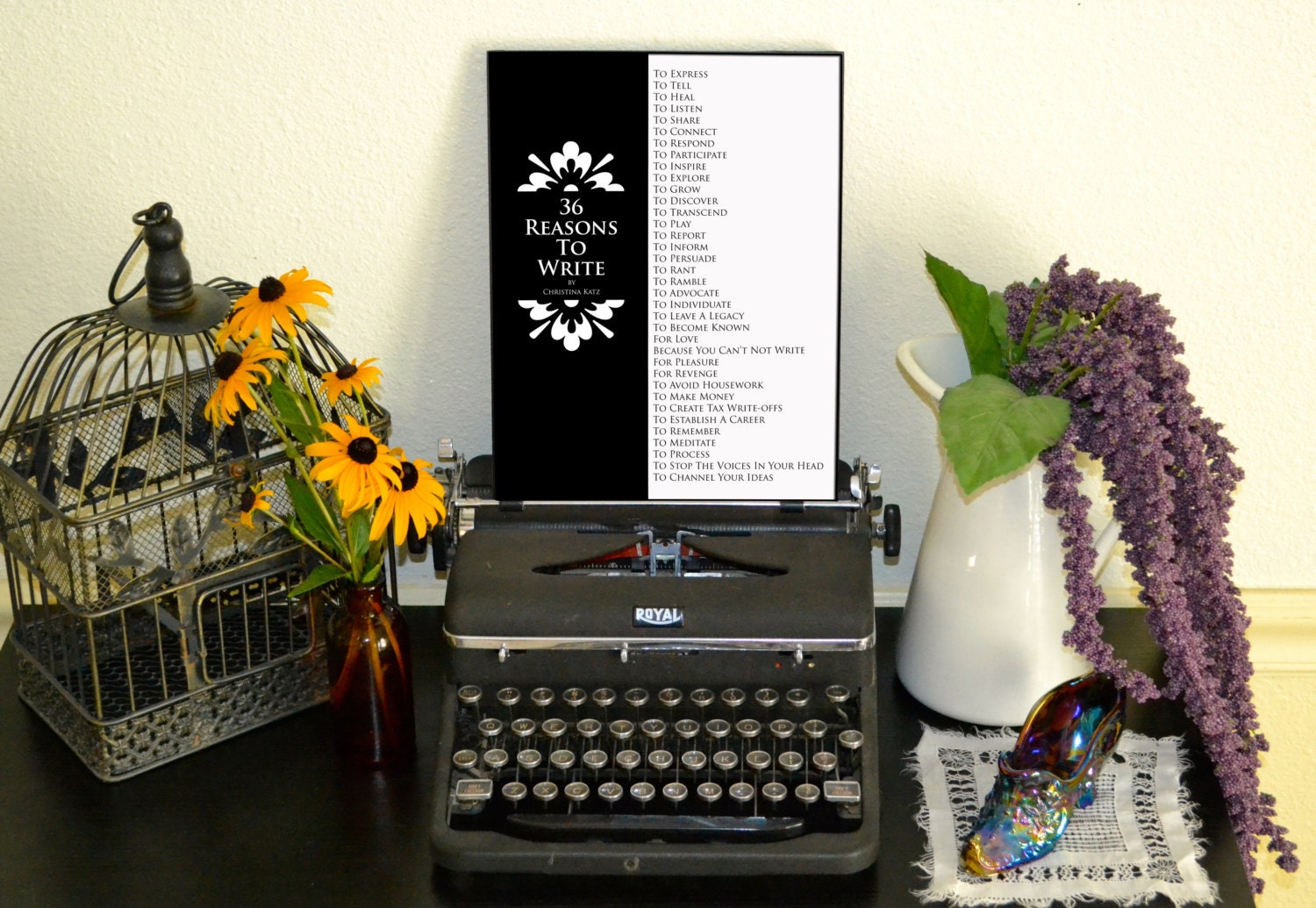 36 Reasons to Write, Inspirational Print, Motivational Poster, Black ...