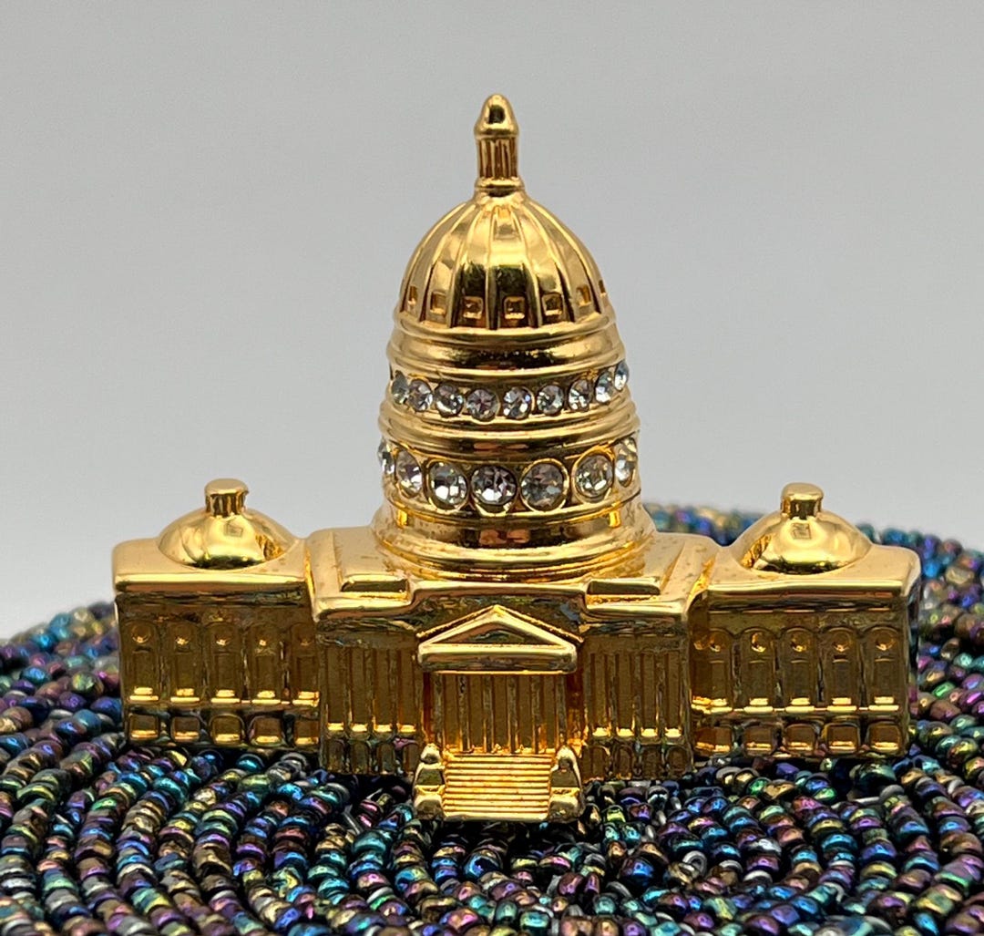 MONET CAPITOL BUILDING Brooch Usa Pin Rare Heavy Gold Plated ...