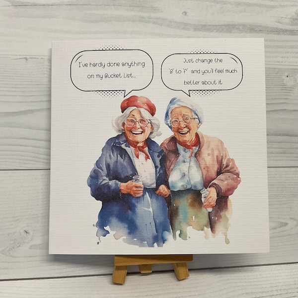 Birthday Card, Card for Him. Funny Old Men, Colourful Watercolour Card ...