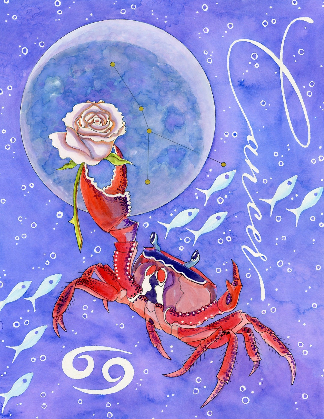 Cancer Fine Art Print, Cancer Astrology, Zodiac Art, Cancer, Cancer ...