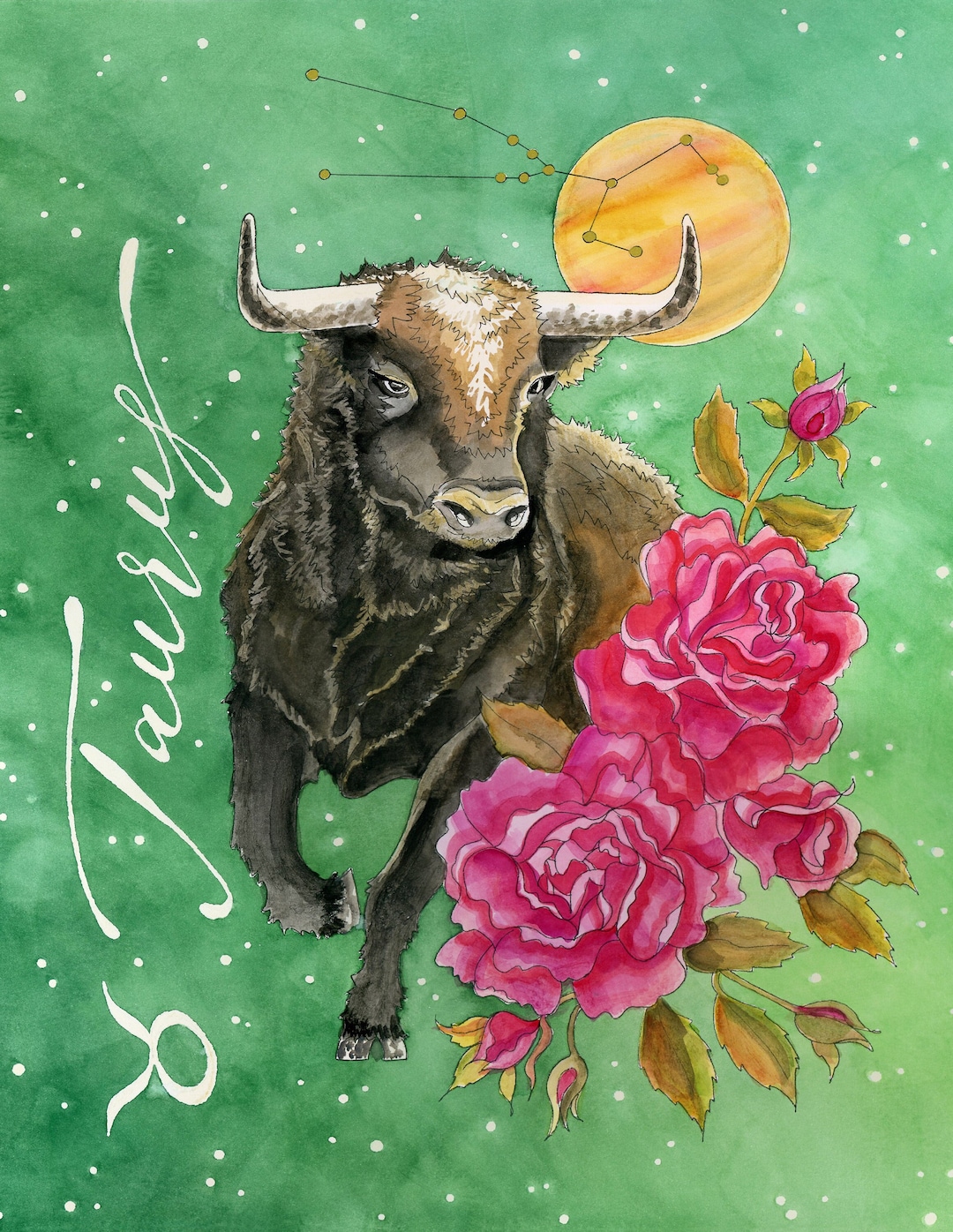 Taurus Fine Art Print, Taurus Astrology, Zodiac Art, Taurus, Taurus ...