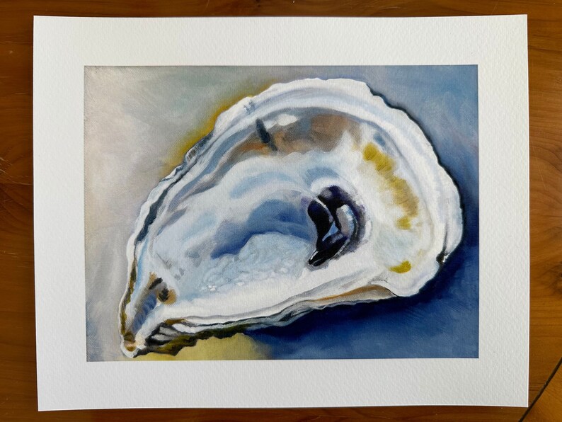 Oyster Shell Fine Art Print, oyster Shell on Blue, Oyster Shell Giclee ...