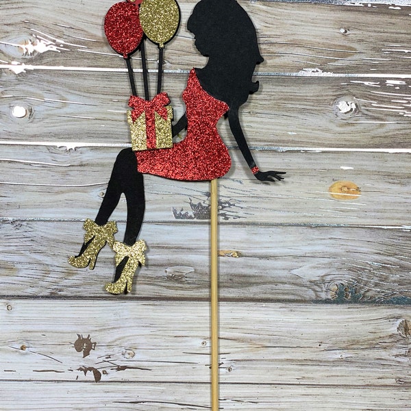 Sitting Girl Silhouette Cake Topper - Etsy
