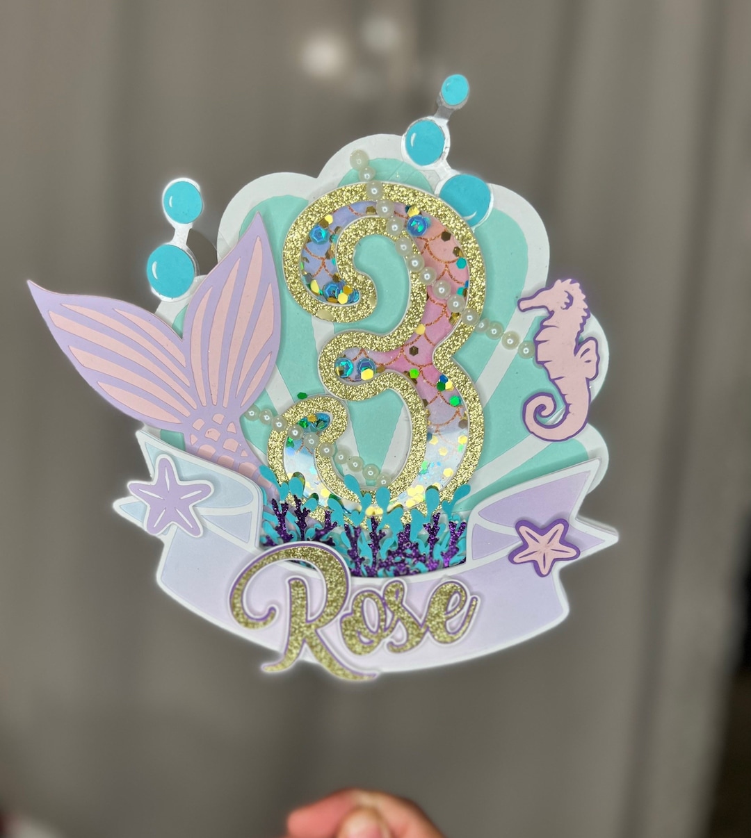 Mermaid Theme Cake Topper,mermaid Party, Personalized Mermaid Cake ...