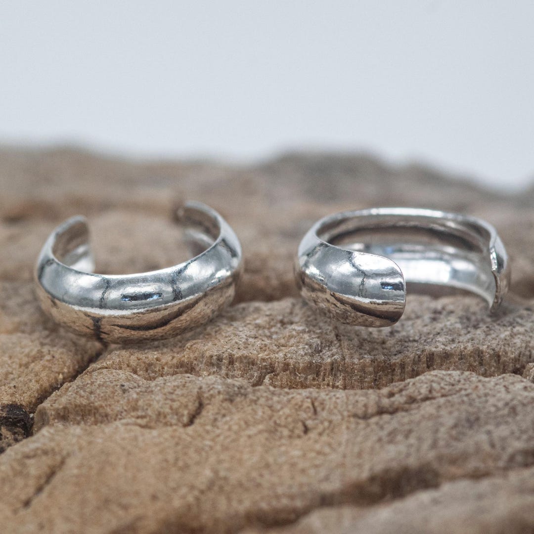 Chunky D-shape Ear Cuffs Sterling Silver Bold Minimalist Hoops Fake ...