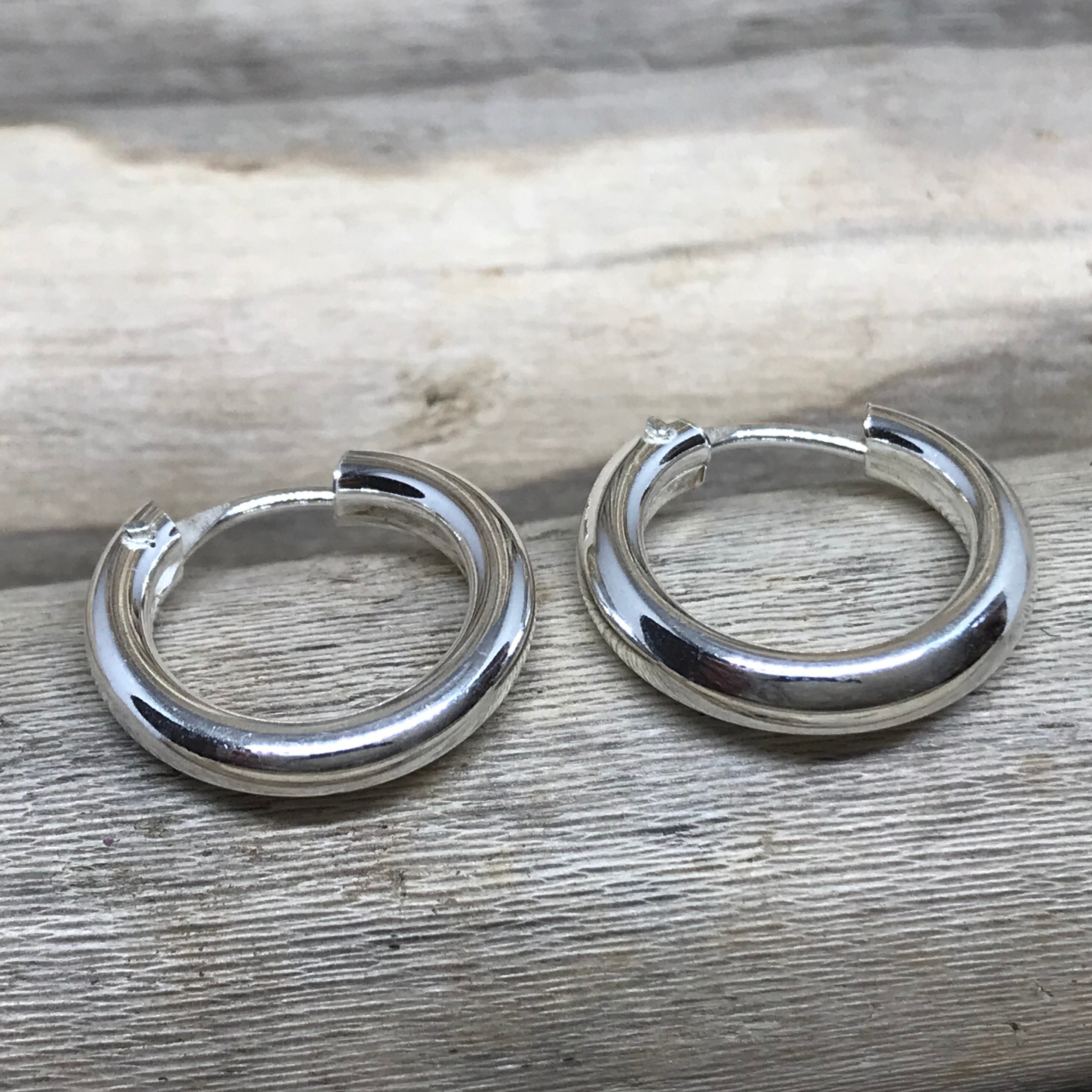 16mm 0.62 Wide Hoop Earrings Hoop Earrings Sterling | Etsy