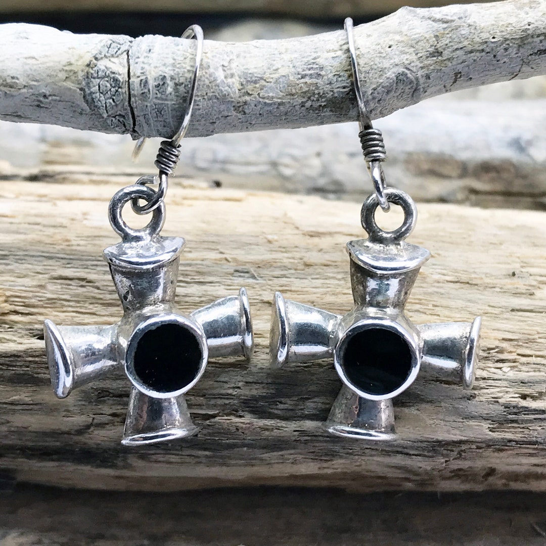 Sterling Silver & Onix Cross Pattée Earrings Cross Patty - Etsy