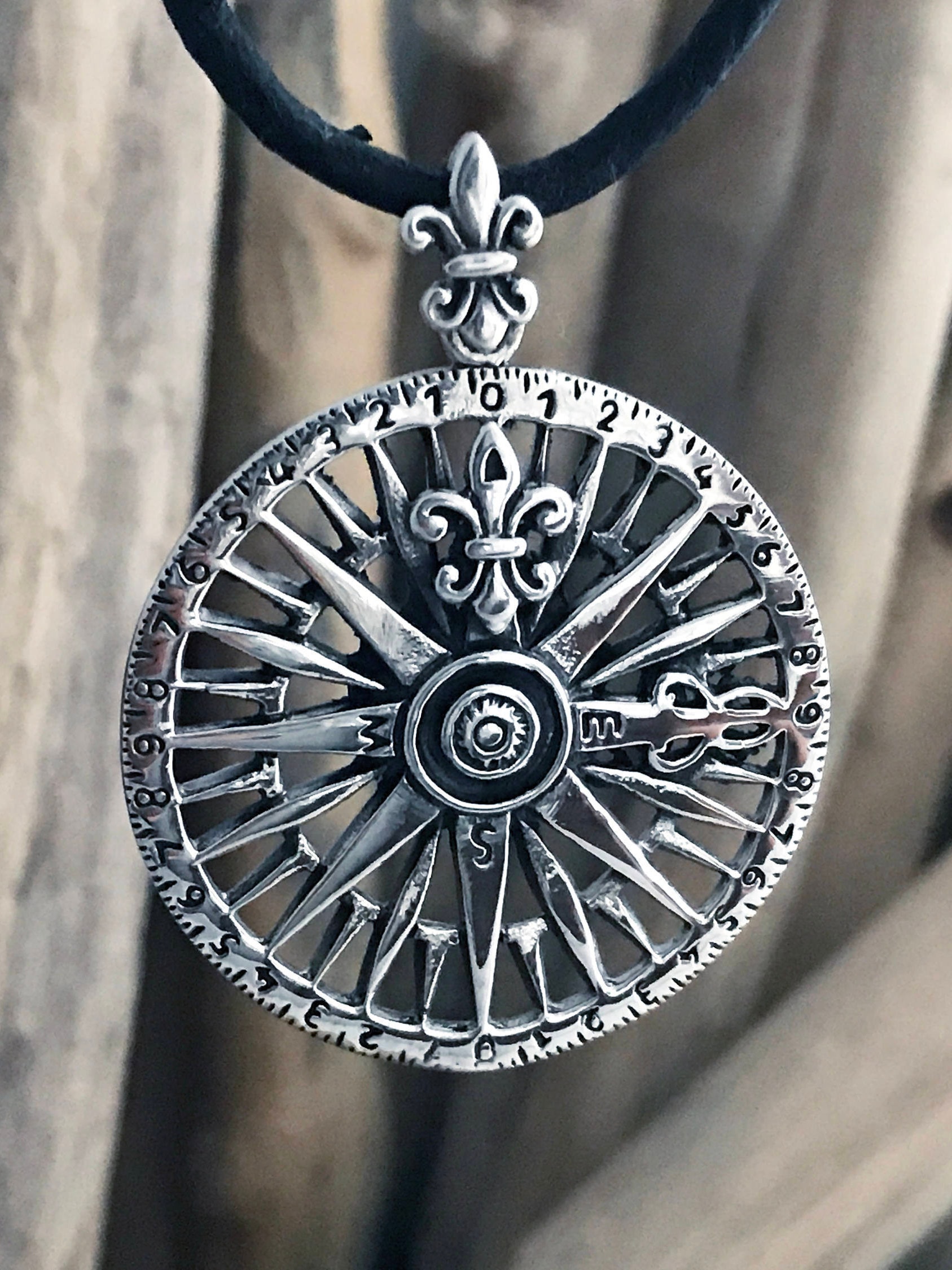 Compass Rose Pendant Necklace Compass Pendant Nautical | Etsy