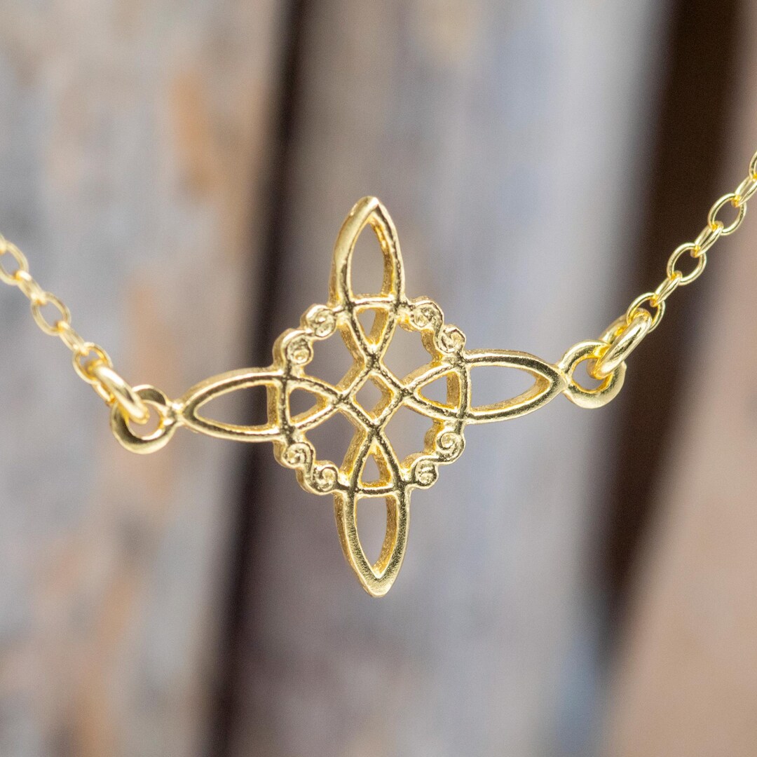 Gold Witch Knot Necklace Protection Amulet - Etsy