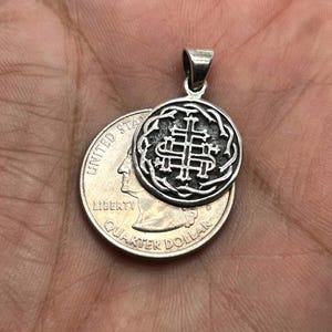 Elegant IHS Initials Silver Pendant Necklace - 18mm (0.70") Diameter ...