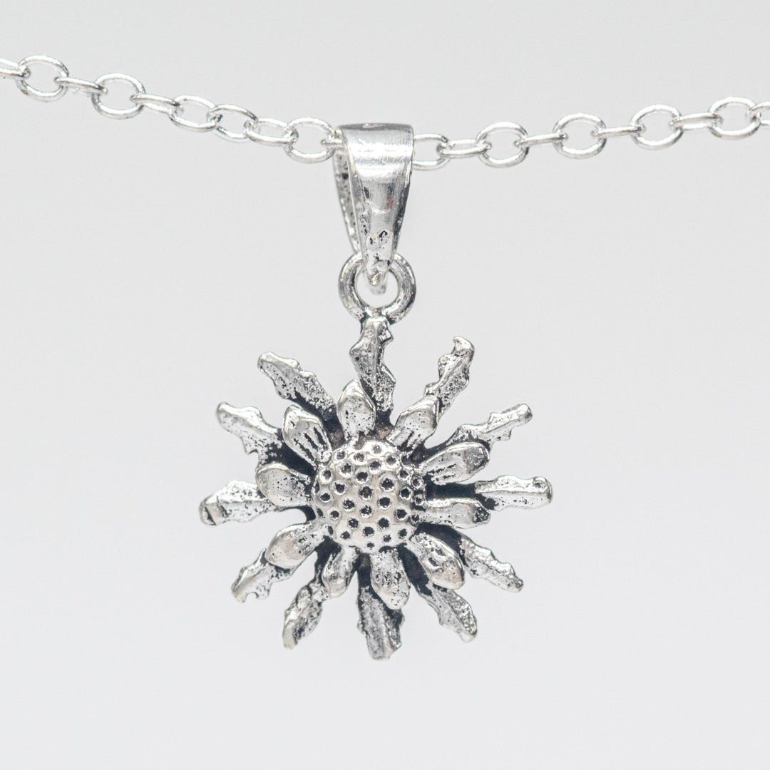 Tiny Eguzkilore Necklace, Small Flower of the Sun Pendant Necklace ...